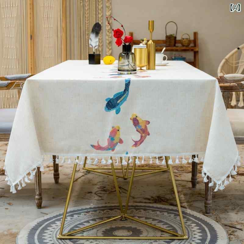 ・カテゴリ: テーブルクロス・形状: 長方形・柄: 魚立体刺繍・カラー展開: パステルブルー・サイズ展開: 90×90cm、110×110cm、140×140cm、140×180cm、140×220cm、140×240cm、140×260c...