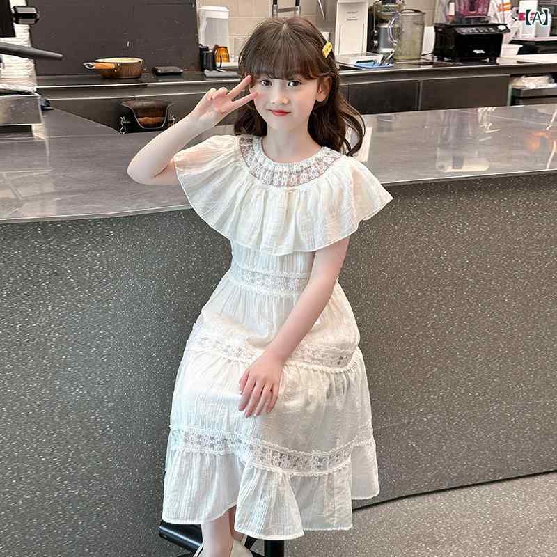 ・カテゴリ: 子供ワンピース・スタイル: スイート・主な素材: ポリエステル90%・裏地: ポリエステル・柄: 無地・袖丈: 半袖・スカートスタイル: プリンセス・カラー展開: オフホワイト色・サイズ展開: 120cm,130cm,140c...