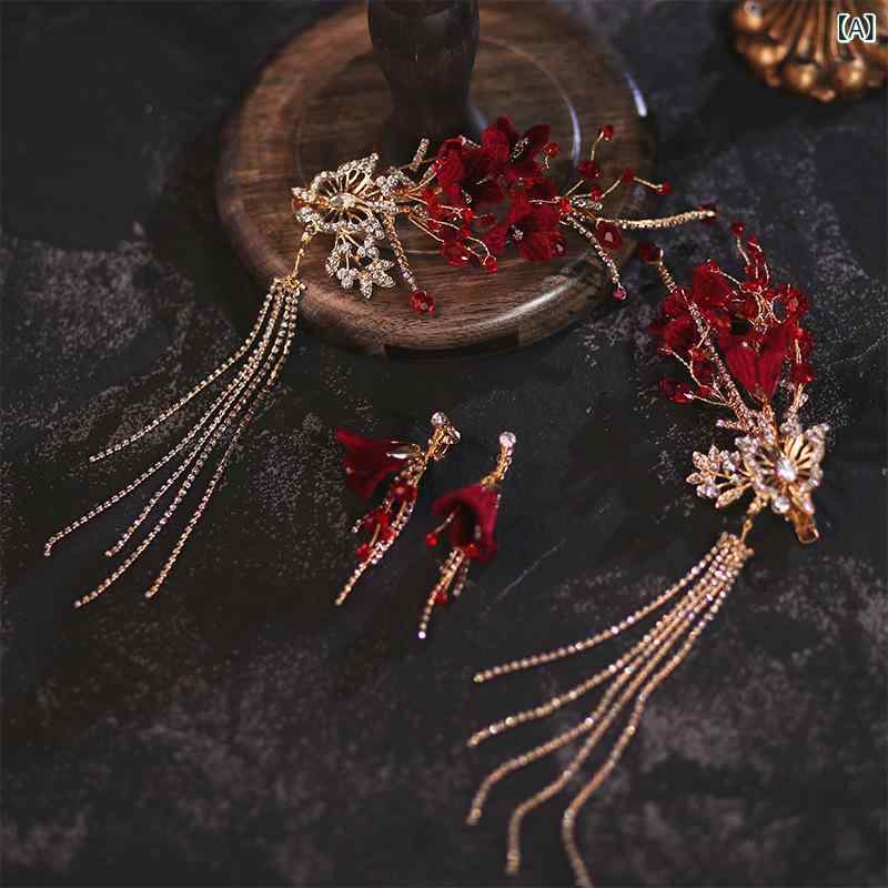 ・: 花柄・加工方法: 手作り・ヘアクリップ分類: サイドクリップ・カラー: レッドヘアクリップセット・流行要素: 花・テイスト: 韓国・テイスト分類: 清新、甘め・カテゴリ: ヘッドドレス・対象: 女性・流行要素分類: 植物、花