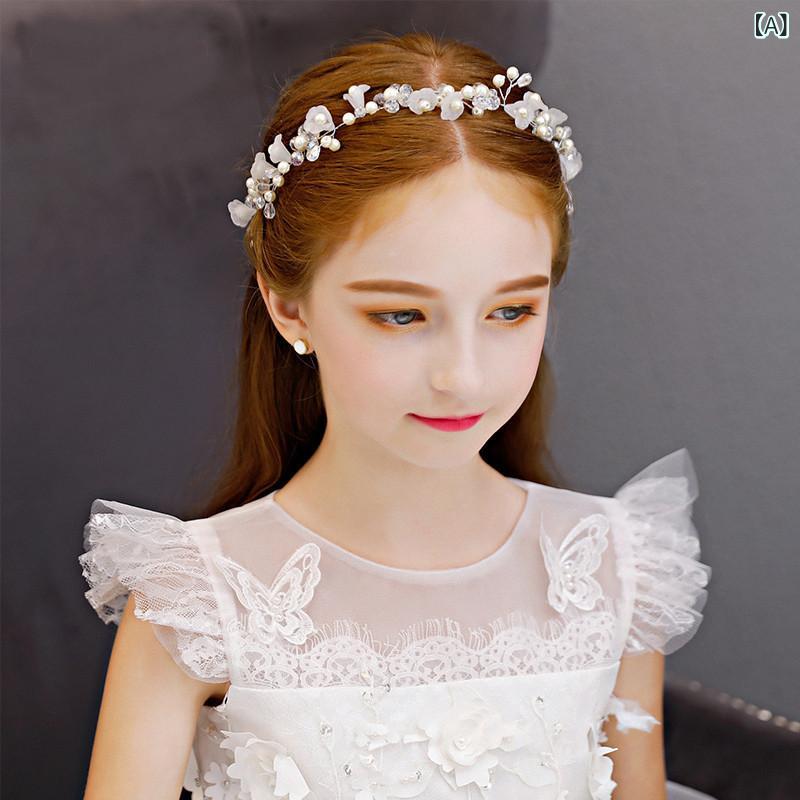 ・カテゴリ: ヘアアクセサリー・スタイル: 韓国・対象: 子供・素材: 合金・水晶種類: 白水晶・純度: K9・カラー展開: ホワイト、レッド・柄: 花柄・種類: ヘアバンド・: 花・装飾: パール、花、リボン・加工: 手作り