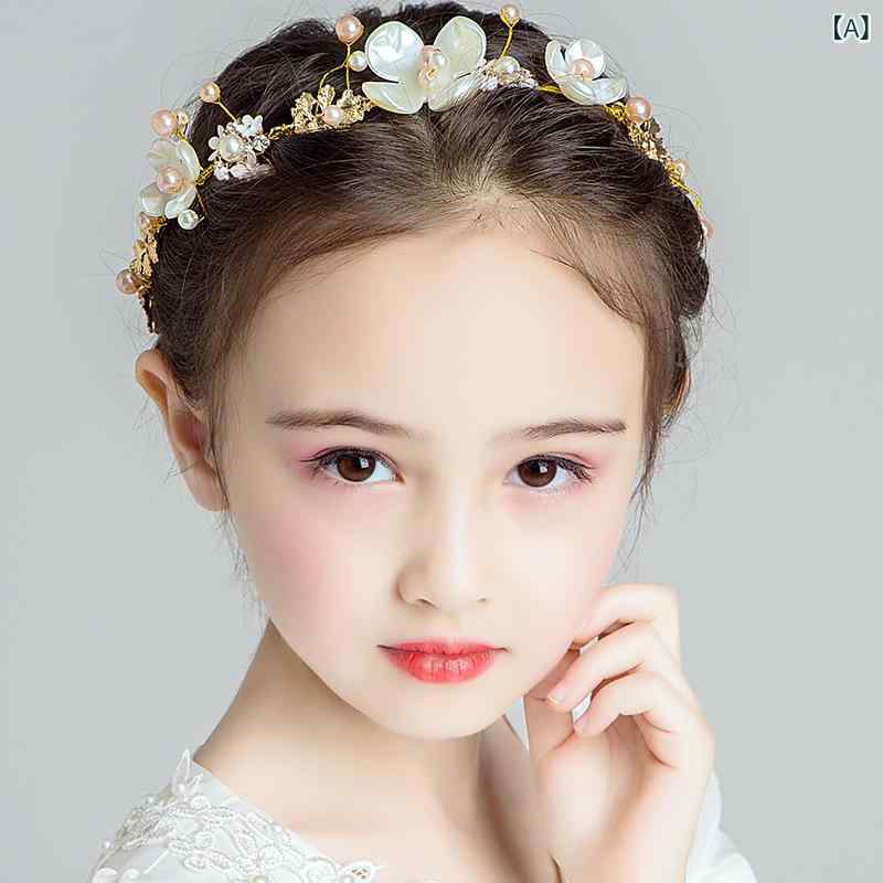 ・カテゴリ: ヘッドアクセサリー・スタイル: 韓国・対象: 子供・主な素材: パール・形状: 花・カラー展開: シャンパン色・流行要素: パール、水晶、花、リボン