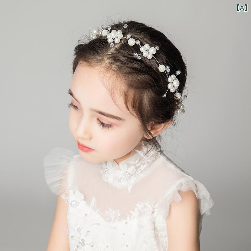 ・カテゴリ: ヘアアクセサリー・スタイル: 子供向け・: 花・スタイル: 韓国・主な素材: パール、白水晶・カラー: 白色・タイプ: ヘアバンド