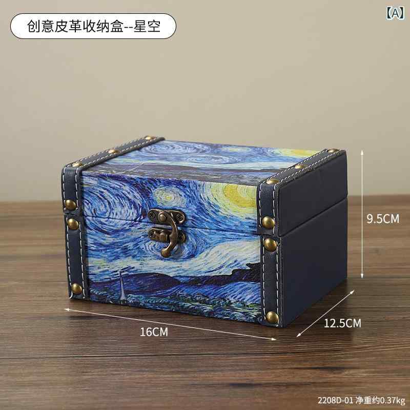 ・カテゴリ: 収納ボックス・素材: 木+皮革・特徴: 蓋付き・機能: 整理・使用シーン: 机上、引き出し内・収納対象: CD、リモコン、薬、雑物、ヘッドホン線/電線・スタイル: ins風・カラー展開: 星空、杏花、白玫瑰、向日葵、雛菊、薔薇