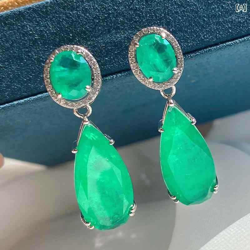 ・素材: 銅本金メッキ・加工方法: 象嵌・形状: 幾何学模様・装飾素材: 金メッキ、人工宝石、半貴石・カラー: エメラルドグリーン、パライバブルー・モチーフ: 楕円・スタイル: 欧米風・スタイル分類: 個性的なトレンド・カテゴリ: 耳飾り・...