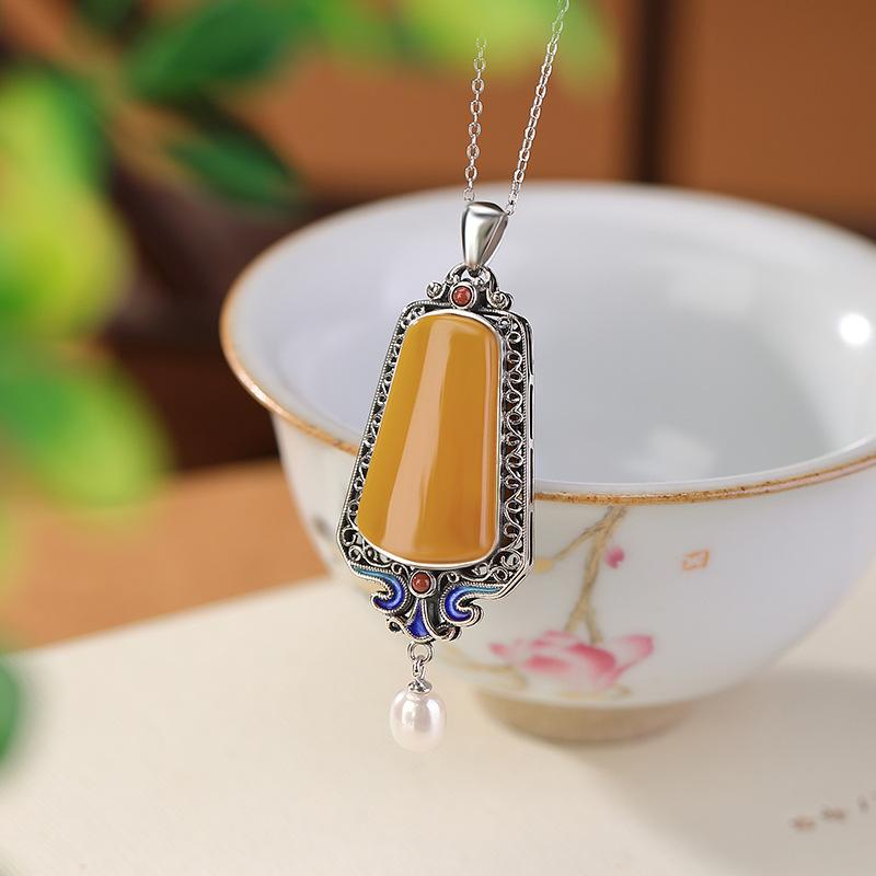 ・カテゴリ: ネックレス・スタイル: 文芸レトロ・主な素材: 925シルバー・加工: 宝石装飾・デザイン要素: 幾何学・カラー展開: シルバー