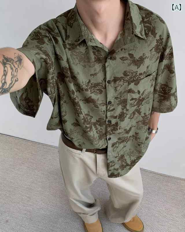 ・カテゴリ: シャツ・スタイル: レトロ・デザイン: カーディガン・主な素材: ポリエステル81-90%・生地番手: 30番手・シルエット: ルーズフィット・ネックライン: 襟付き・袖丈: 半袖・柄: 小花柄・厚さ: 薄手・加工: ノーアイ...