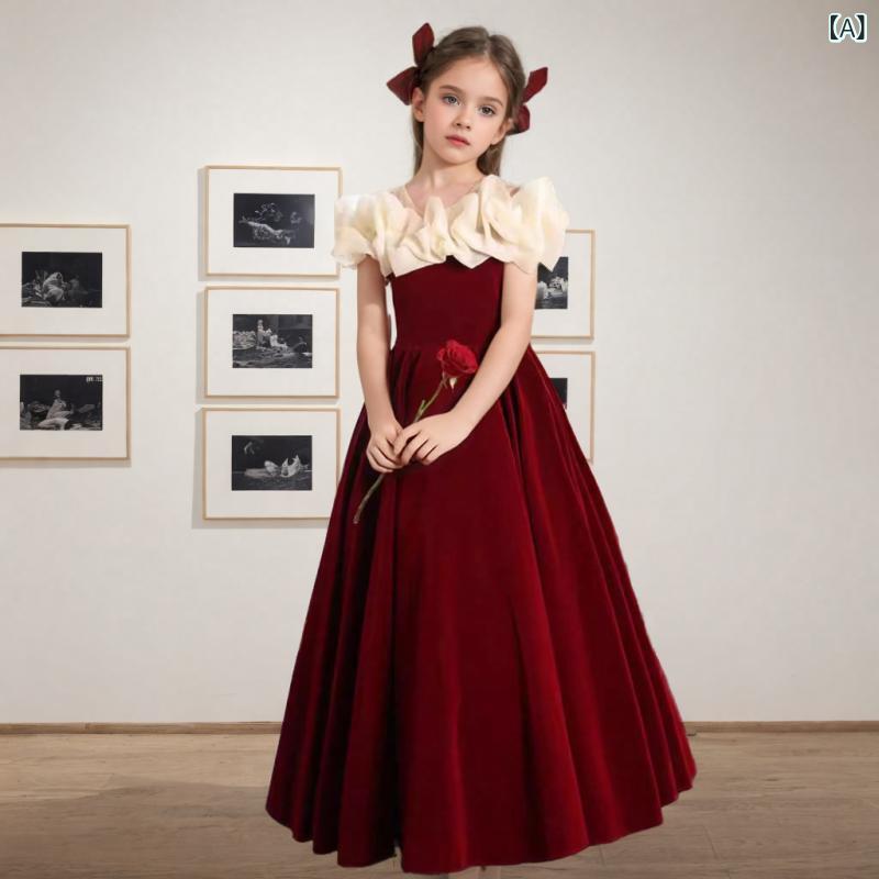 ・カテゴリ: 子供用ドレス・対象: 女の子・素材: 表地 （ポリエステル） 90%、裏地 綿 30%・スタイル: プリンセス・タイプ: ステージ衣装・カラー展開: レッド、レッド（長袖）・サイズ展開: 110cm、120cm、130cm、1...