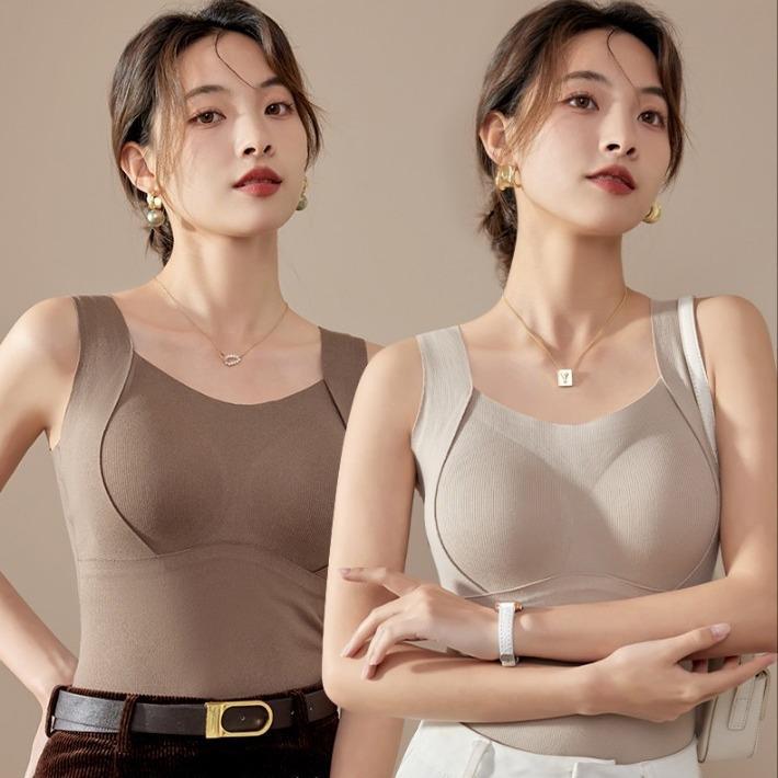 ・カテゴリ: 保暖ベスト・スタイル: 罩杯一体/bra-in/带胸垫・主な素材: 腈纶 (80%以上-90%未満)・ネックライン: U字领・柄: 無地・カラー展開: 黒色, 米白色, 浅咖色, 深咖色・サイズ展開: M (35-50kg）,...
