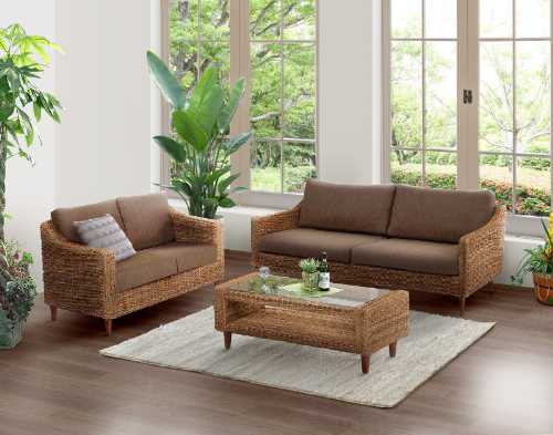 　 オールシーズンOKなアジアンテイストソファー。アバカ素材と脚は天然木マホガニー材。 サイズ 2人掛け 【製品サイズ】巾1200・高さ700・奥行き750・座面高380(mm)　　　　【梱包サイズ】巾1240・高さ800・奥行き540　計...