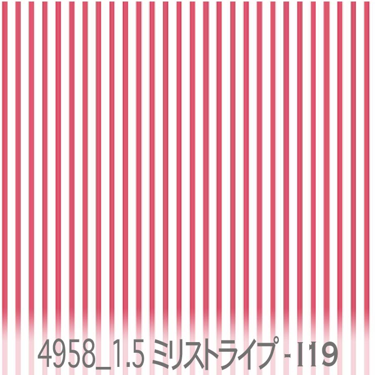 4958-i19_1.5ミリ 細ストライプ 生地_ダークピンク（i19） ピンストライプ 1.5ミリ x 2ミリ 細ストライプ 縞柄 使用生地： オックス生地 綿100％ 生地幅 115cm 柄有効 112cm シーチング生地 綿100％ ...