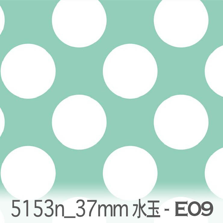 5153N-E09__37ミリ ドット・水玉（夜） E09.アクアグリーン 使用生地： オックス生地 綿100％ 生地幅 115cm 柄有効 112cm シーチング生地 綿100％ 生地幅 110cm 柄有効 107cm ブロード生地 綿1...