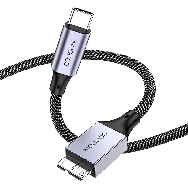 USB C to Micro B ケーブル(0.5M) マイクロB-USB3.0 Cオスケーブル USB C-マイクロBケーブル 東芝、シーゲート、WD外付ハードドライブ、ギャラクシーS8/S9/S10などに対応ブランド色グレーモデルUSB...