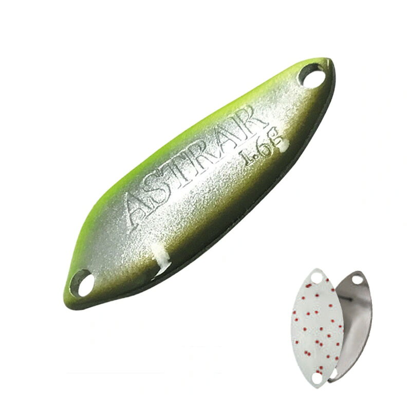 仕様／規格●カラー：AJM2　表／グリーングロー×レッドラメ、裏／シルバー／UV（パープル）●重量：1.6g●フック：ジャイロフック ＃5サイズ1.6gカラーAJM2 グリーングロー×レッドラメ商品説明●大人気！！●フィールドスタッフ安島シ...