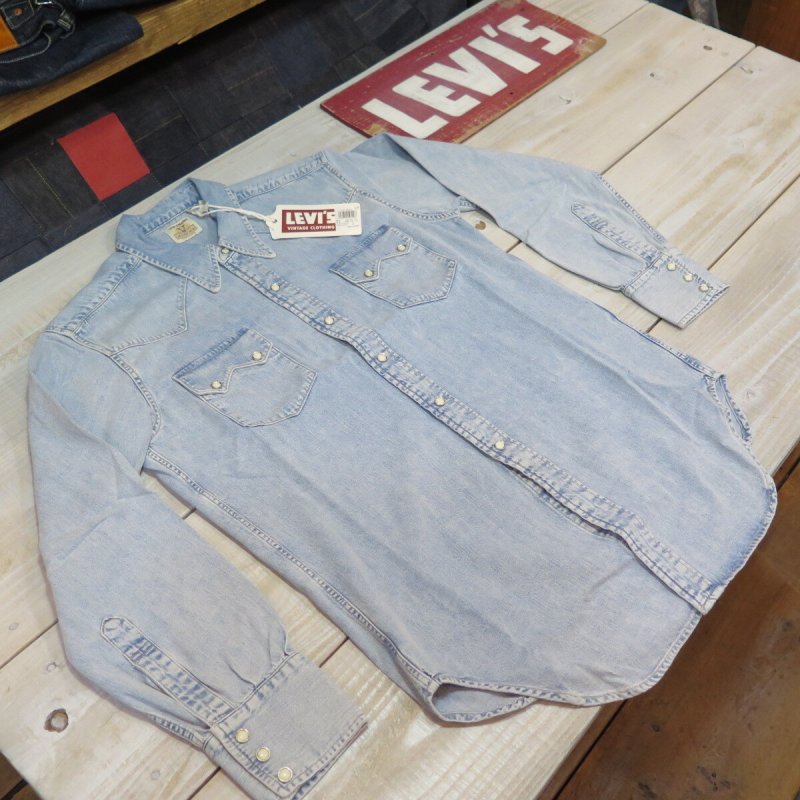 【LEVIS 1950's MODEL】 リーバイス 1955年 ショートホーン ウエスタンシャツ ソーツゥース/色落ち MADE IN TURKEY JAPANESE FABRIC LVC LEVIS VINTAGE CLOTHING 0...