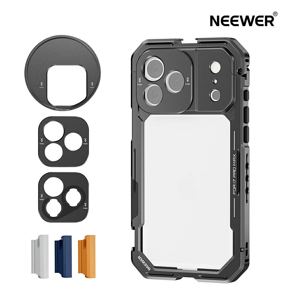 *商品説明： 【iPhone 17 Pro Max対応】 ●頑丈なアルミ合金フレームと耐衝撃ライニングが、日常使いからスマホを守ります。 ●3種類交換可能なバックプレートでフィルターやレンズを取り付け、クリエイティブな撮影が可能です。 ●ご...