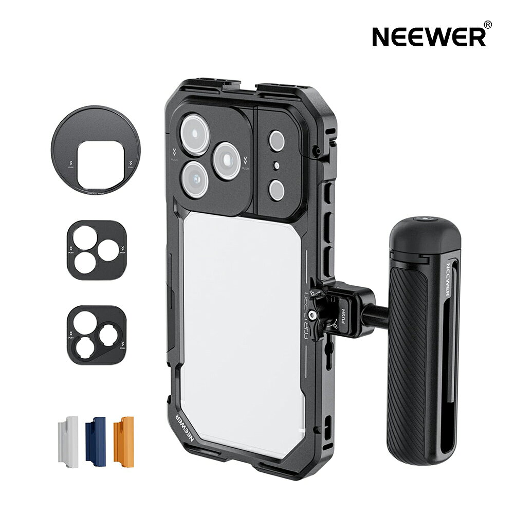 *商品説明： 【iPhone 17 Pro用スマホケージ】 ●頑丈なアルミ合金製ビデオリグは、iPhone 17 Proに対応し、耐衝撃ゴム裏地を備え、屋外での使用時にスマホを保護します。 【クイックセットアップ&フルアクセス】 ●サイドラ...