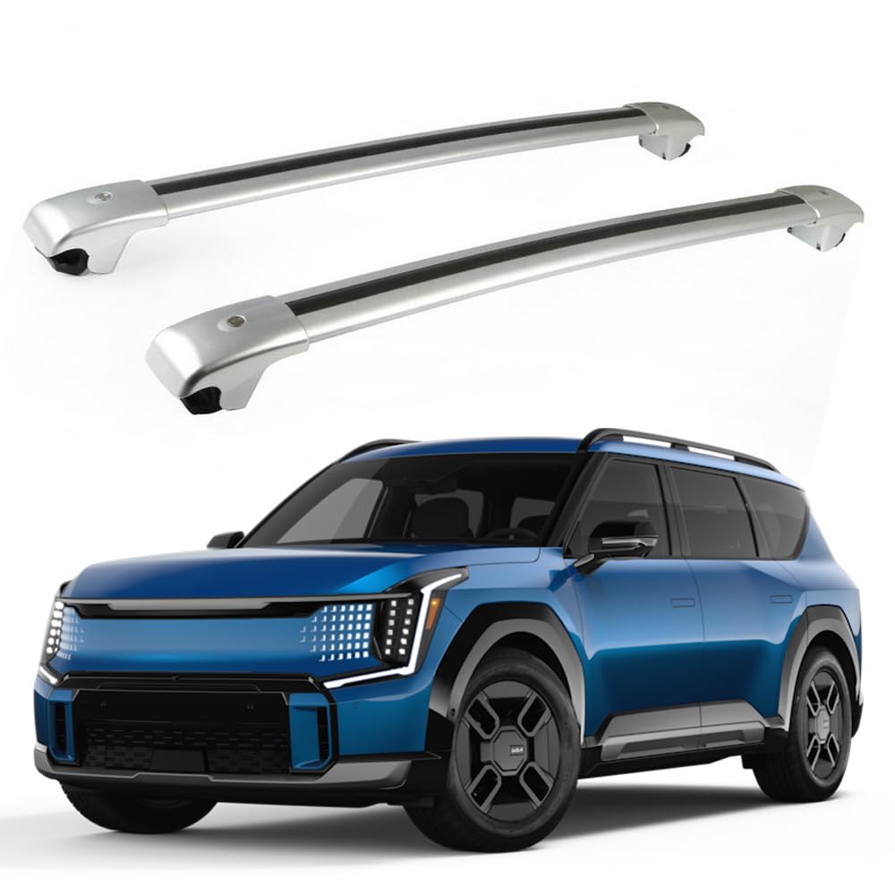 適合車種: クロスバーはKIA EV9 GT-Line AWD 2024 2025に適合します。材質: クロスバーは高品質のアルミチューブ、キー付きプラスチックキャップ、最大75kgの重量容量で作られています。取り付け: 取り付け説明書が付...