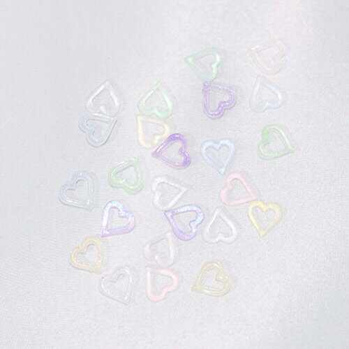 MIXクリア×ふんわり優しい色合いの可愛らしい中抜きハートパーツです。色んな色味がMIXになっているのでアートやお好みに合わせてご使用ください。※色味は複数色がランダムで24個入ります。そのためロットや商品毎で個体差がございます。予めご了承...
