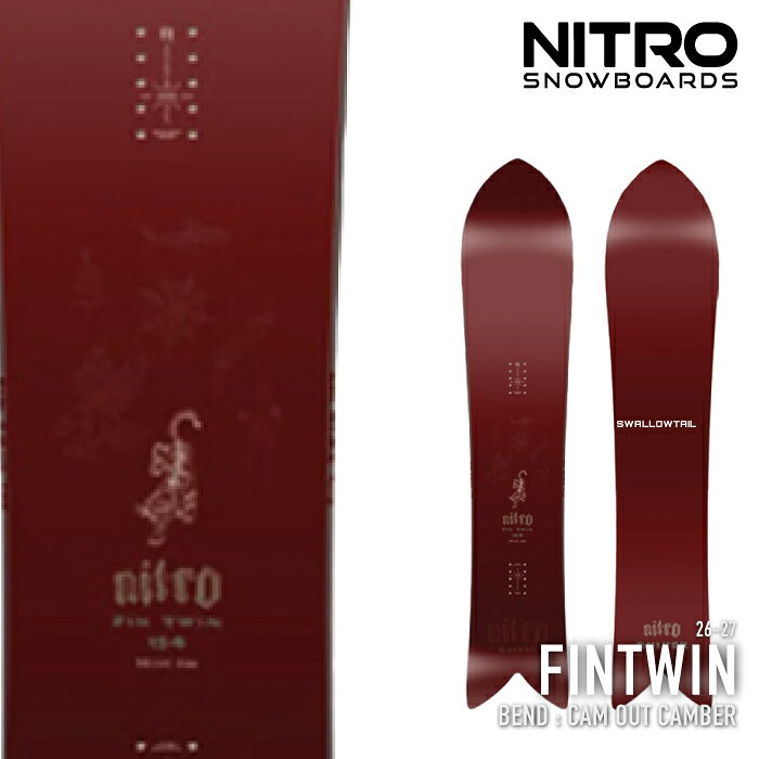 ■商品紹介 [FINTWIN] FinTwinは、山全体を自由に楽しめる万能ショートボード。 扱いやすいスワローテール形状に、優れたシェイプ・性能・フレックスバランスを組み合わせることで、パウダー、ツリーラン、春雪まで幅広いコンディションで...