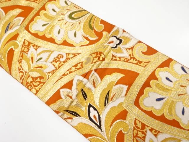 ＜帯サイズ＞（単位：cm） 長さ 400 幅 30.5 状態 非常によい 素材 交織 色目 茶 【商品説明】 両端袋とじされていません。 状態は大変良いです。 材料としては十分お使い頂けます。 材料用の出品となりますので、薄アク、糊アク、薄...