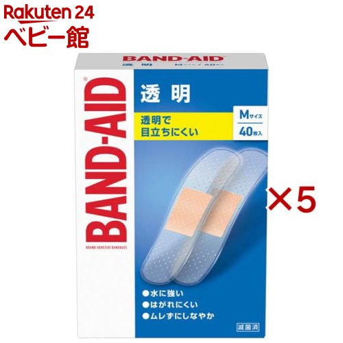 お店TOP＞ヘルスケア・衛生用品＞その他＞バンドエイド 透明 Mサイズ (40枚入×5セット)商品区分：一般医療機器(届出番号：13B3X10349000004)【バンドエイド 透明 Mサイズの商品詳細】●貼り心地が良く、端からはがれにくい...