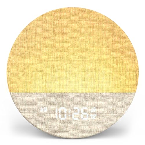 ◆商品名：Dreamegg 目覚まし時計 光 ホワイトノイズマシン 29種癒し音 【日の出＆ライト付き＆スヌーズ機能＆アラーム設定】 音量調整 騒音対策 時間表示部無段階調光 ベッドサイドランプ 調光 クロック デジタル 間接照明 寝室 大...