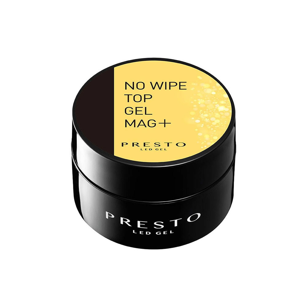 商品情報 商品名 Presto プレスト ノーワイプトップジェル 内容量 2g 商品説明 強く輝くツヤが人気のノーワイプトップジェルに なめらかに動いてぷるっとした奥行を出す事が出来る微細マグネットパウダーを配合。 ベースカラーを選ばす、ト...