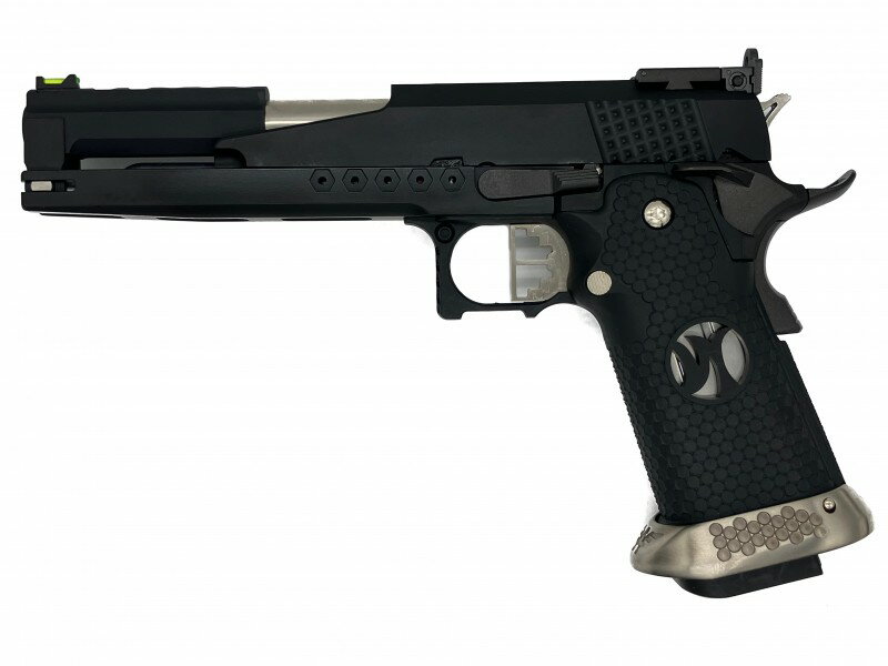 ☆2011 レースガンモデル ガスブローバック☆ ・ガスブローバック ・可変HOPUP ★ハイキャパベース カスタムモデル ・樹脂製スライド 〜商品詳細〜 【材質】ABS 【重量】約900g 【装弾数】31発 &nbsp;