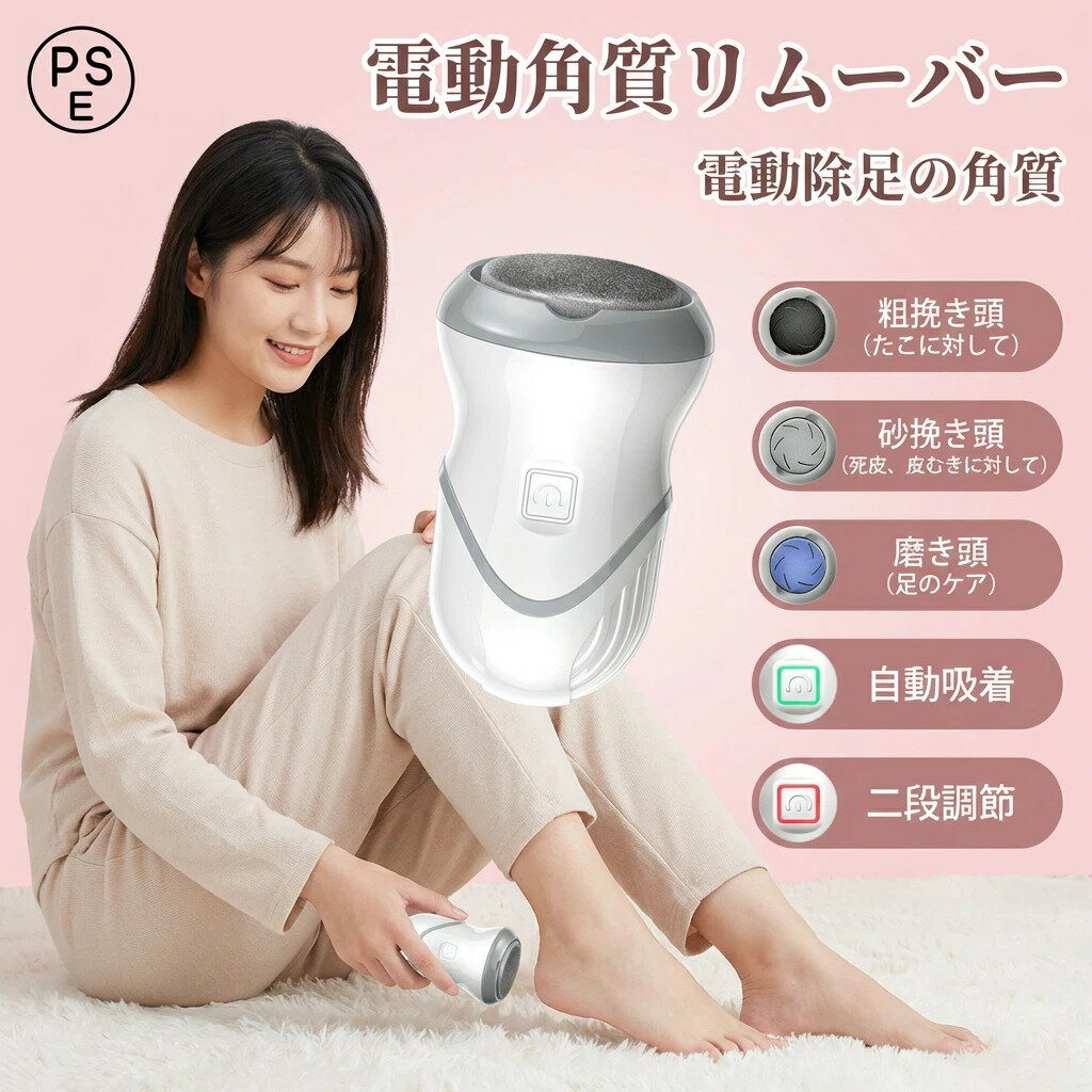 【商品名】 電動角質ルムーバー 【バッテリー】 500mAh 【充電電圧】 DC5.0V 【充電電流】 2A 【定格電圧】 3.7V 【定格電力】 2.5W 【使用時間】 約50分 【重さ】 約130g 【寸法】 10.5*6.5*5.4c...
