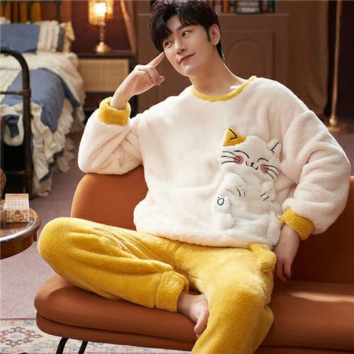 商品名モコモコのメンズルームウェア上下セット。暖かくて気持ちいい秋冬向けの長袖メンズパジャマカラー写真通りサイズL~3XL&nbsp; &nbsp;素材ポリエステル100%関連キーワードパジャマ メンズ 冬用 ルームウェア メンズ 長袖 も...