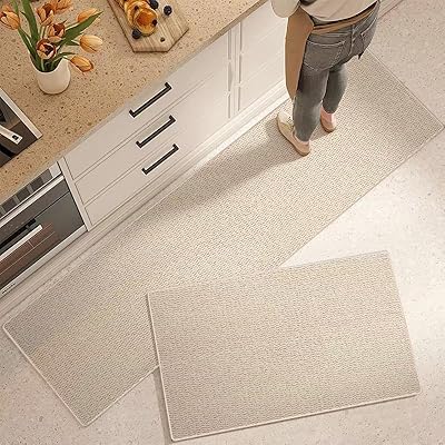 模造サイザル麻絨毯 キッチンマット 超吸水 洗える 滑り止め 屋外玄関マットウ 衝撃緩和 おしゃれ 玄関マット 足ふきマット ウェルカムマット 猫用スクラッチボードフロアマット (アイボリー, 44*60)ブランド色アイボリーモデルFJMD...