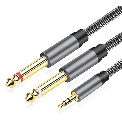 オーディオケーブル3.5 mm to 6.35 mm変換ステレオミニプラグ2分配変換ケーブル公高耐久ナイロン編みHIFI音質24 Kメッキコネクタスマートフォン/PC/CDプレーヤー/スピーカ/アンプなど（グレー）ブランド色モデル商品説明【...