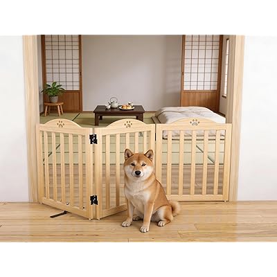 ペットゲート 置くだけ ペットフェンス 室内 幅約151cm 高さ60cm 犬フェンス 折りたたみ収納 仕切りゲート 倒れない 中小型犬用 360度回転連結 3連式パネルブランド色ナチュラルカラーモデルGZ358商品説明【商品概要】【家具を...