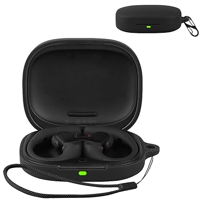 ケース For SHOKZ OpenFit Pro 対応 ケース 紛失防止用のフックを搭載した 軽量 キズ防止 防塵 傷つきにくい 柔らかなシリカゲルのスポーツクールなデザイン 衝撃 吸収 スリム ソフト ケースカバー 落下防止保護(ブラッ...