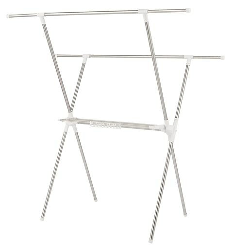 製品サイズ:(約)幅96~146x奥行71x高さ147cm、折りたたみ時:(約)幅96x奥行7x高さ161.5cm、全体耐荷重:約15kg(上部パイプ(長・短)/約10kg(各約5kg)、伸縮パイプ左右/約3kg(1本当り約0.75kg)、...