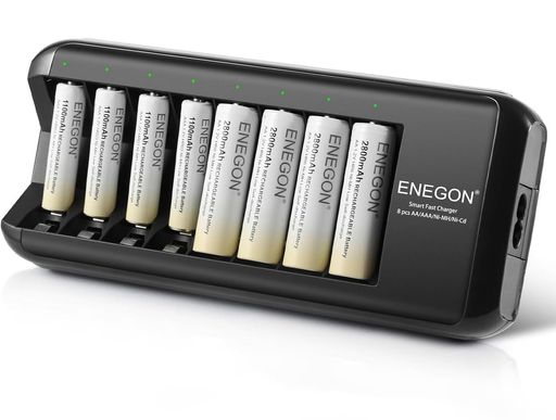 独立充電&amp;急速充電対応最大1000mAの充電電流で、1本から8本までの単三・単四形Ni-MHまたはNi-Cd充電池を、最短5時間以内にフル充電可能。各スロットが独立しているため、好きな本数を同時に充電できます。 高性能充電池セット付...