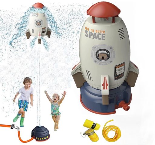 🚀【ロケットスプリンクラー玩具】最近独自に開発したウォータースプレーは、水柱が集中し、拡散しにくいため、ロケットの上昇・下降をスムーズにしたり、空中にぶら下がったりすることができます。ロケットは水圧によって異なる高さまで上昇...
