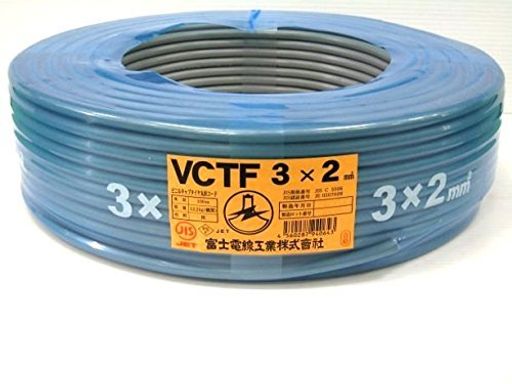 公称断面積(mm2): 2 心数: 3心 導体構成(本/mm): 37/0.26 導体外径(mm):φ1.8 仕上外径(mm):φ8.5
