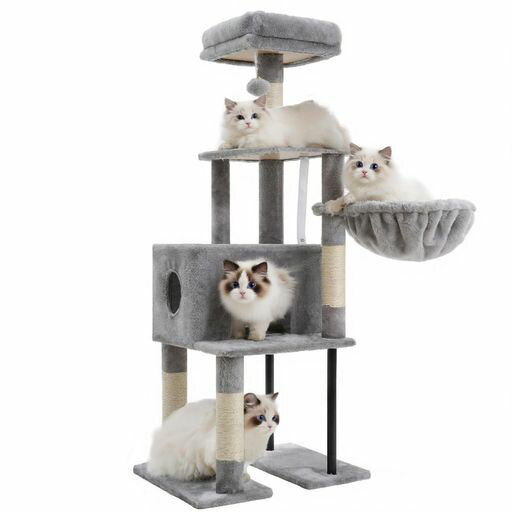 猫の運動と遊び猫の休憩とリラックススクラッチ猫に遊び道具の提供 【立って触れる猫の見晴台】125cmの適正高さで猫が窓外を眺められ、飼い主は立ったまま自然な交流ができ、心地よく暖かに付き添うことができます。取り外し可能なクッション付きで清掃...