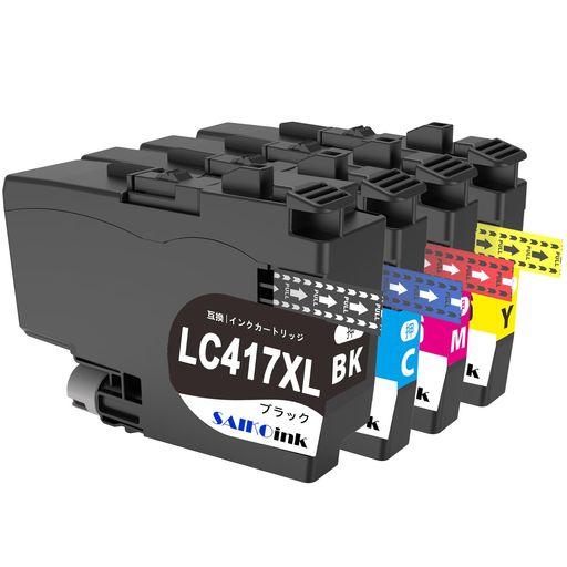 【商品内容】ブラザー用 LC417XL-4PK 互換インクカートリッジ LC417XLBK ブラック / LC417XLC シアン / LC417XLM マゼンタ /LC417XLY イエロー 4色セット 全色顔料 【対応機種】Brothe...