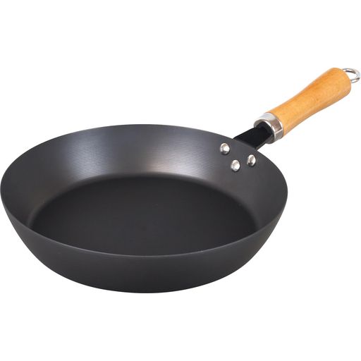フライパン 本体:鉄、ハンドル:天然木 商品サイズ(約):幅44.5x奥行26x高さ9.1cm(ハンドル含む) 商品重量(約):1200g
