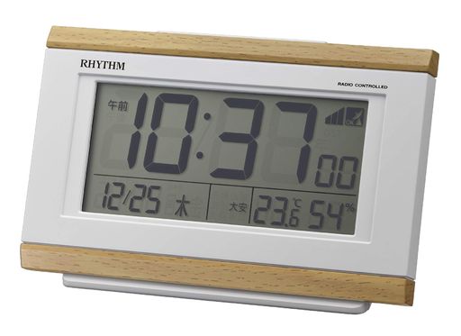 サイズ:8.9x13.5x4.4cm、本体質量:約0.19kg 使用電源:単三乾電池x2個(別売) ムーブメント:電波時計(電波サーチ機能) アラーム:電子音アラーム(止めてもまた鳴るスヌーズ機能&amp;アラームオートストップ機能) 温度...