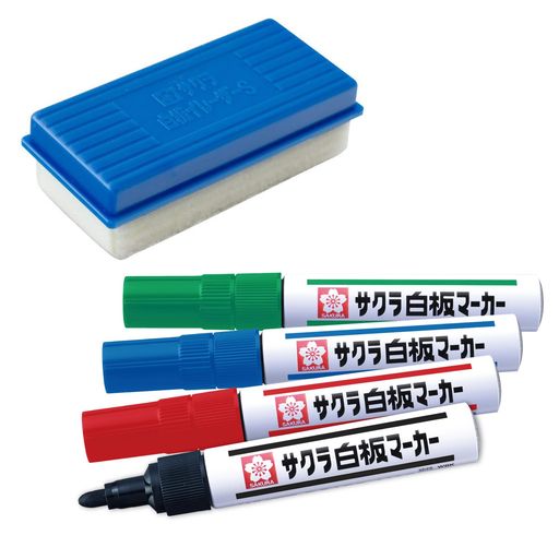 【特長】鮮明に書け、きれいに消える 【入数】4色(くろ・あか・あお・みどり)・イレーザーS 【マーカー単品サイズ】中字マーカー:最大径15xキャップ付111MM/本【イレーザーSサイズ】38x78x20MM 【インキ】油性ケトン顔料 【マー...