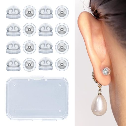 サイズ:直径:約5.0mm 高さ:約4.5mm 直径0.6mm〜0.8mmのピアスポストに対応。お得な8ペア(16個入り)セット+収納ケース。 ダブルロックキャッチ:金属のバネとシリコンの弾力のダブル効果で針が抜けにくい。着けやすく、程よい...