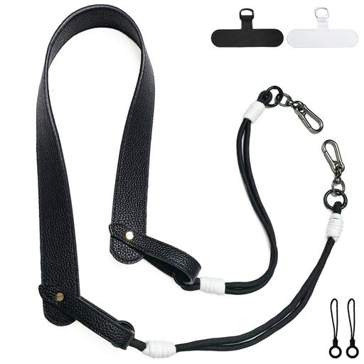 【製品仕様】ショルダーストラップx1、カラビナフックx2、ストラップホルダーx2、黒い小糸x2。サイズは画像にご参考ください。 【分割可能】バッグストラップは3分割可能で、それぞれを単独で使用したり、2本を組み合わせて使うこともできます。体...