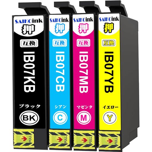 【商品内容】EPSON用IB07互換インクカートリッジIB07CL4BIB07KBIB07MBIB07YBIB07CB4色セット 【対応機種】EPSON用インクIB07はPX-S6010PX-M6010FPX-M6011Fプリンターに対応 ...