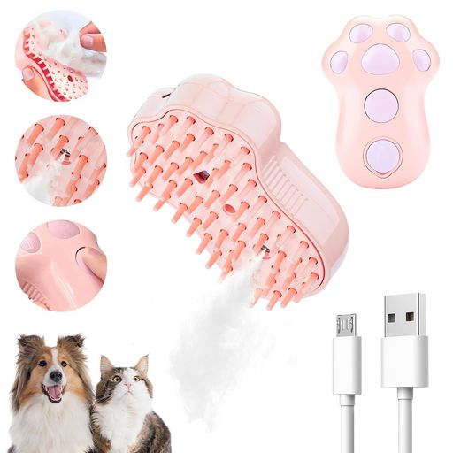 先端がシリコンで柔らかい 🐱🐶【ペットケアの必需品 3IN1猫スチームブラシ】3IN1機能: 「浮き毛除去」、「マッサージ」、「洗浄」の3つの機能を兼ね備えています。ブラシ嫌いの猫を飼っている方や、猫が喜ぶブ...