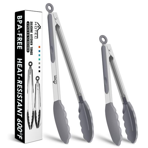 【最高品質】:Hotec厨房トング優良なステンレス製で、丈夫で、耐熱、さび止め、防腐、軽量で、操作しやすく、永遠のようです。この調理はさみは23cmチと30.5cmチの二種類のサイズがあります。 【収納便利】:収納時、上部円形フックとクリッ...