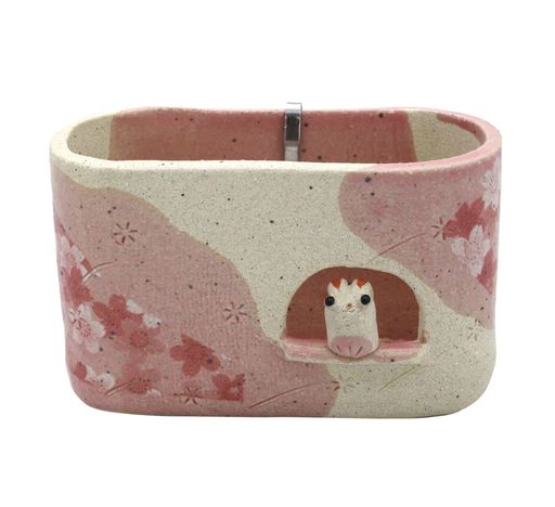 サイズ:本体:高さ10x幅14x奥行6.5cm 素材:陶器 手作りの柴犬がのっている紫陽花柄の線香鉢。