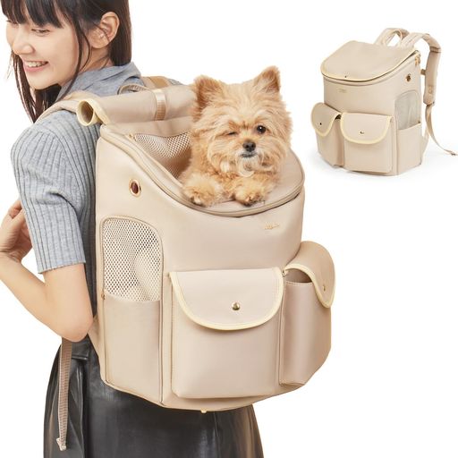 アウトドア 【女性のために設計された最新犬用リュック】PETTENAは、愛犬・愛猫とのお出かけ時に「リュックを背負う負担が大きい」という飼い主の声に着目し、HIYORIを開発しました。独自開発の腰パッド、厚みのあるショルダーベルト、調整可能...